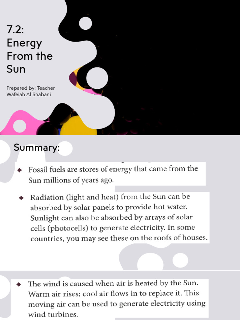 7.2 Energy From The Sun | PDF