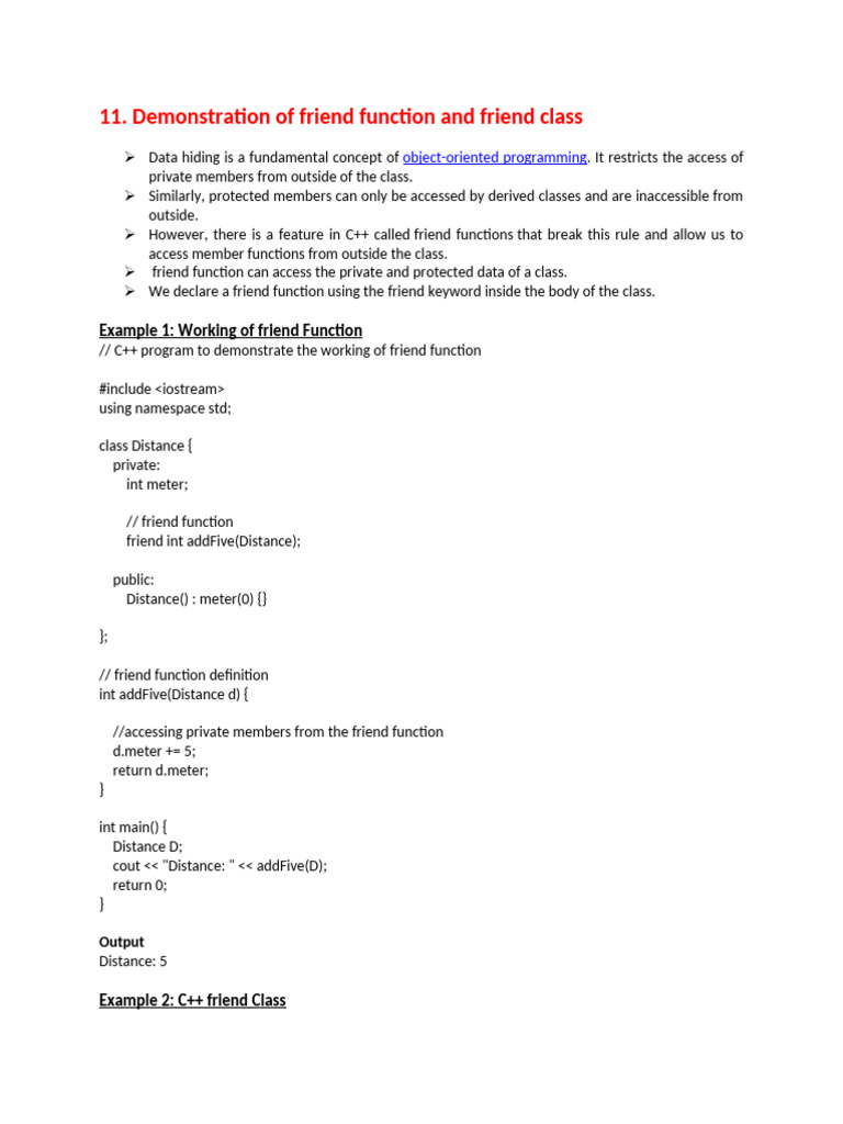 EXP-11 Friend Fuction and Friend Class | PDF
