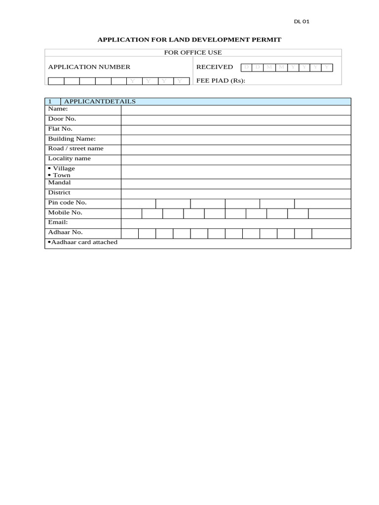 Land Development Permit Application Form | PDF