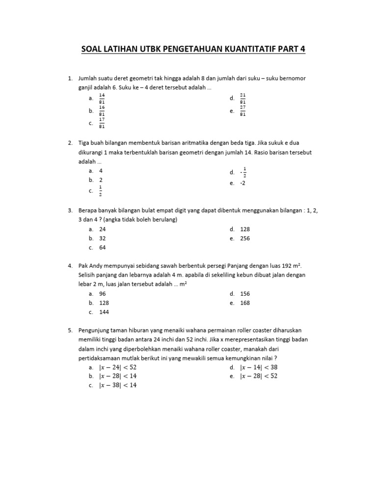 UTBK Pengetahuan Kuantitatif PART 4 | PDF