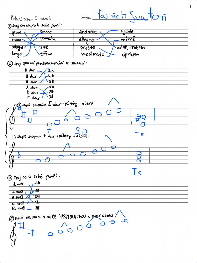 Pololetni test -5-rocnik | PDF