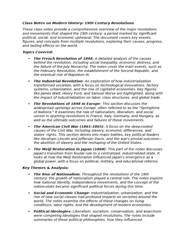 19th Century Revolutions Overview | PDF | Nationalism | Liberalism
