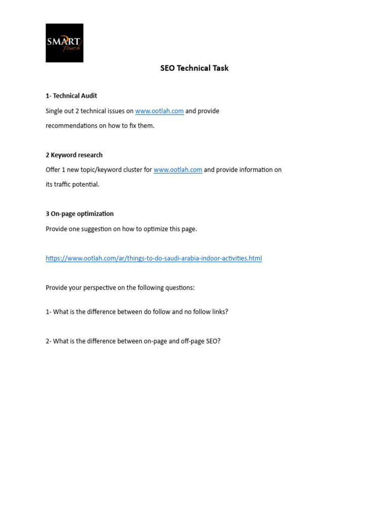 SEO Audit and Optimization for Ootlah | PDF
