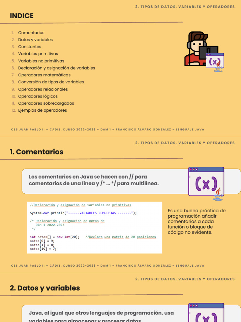 2. Tipos de datos, variables y operadores | PDF | Tipo de datos | Java (lenguaje de programación)