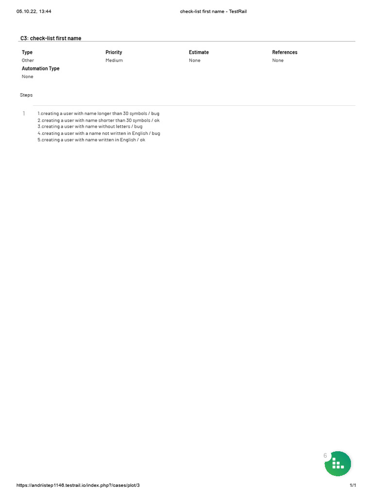 Check-List First Name - TestRail | PDF