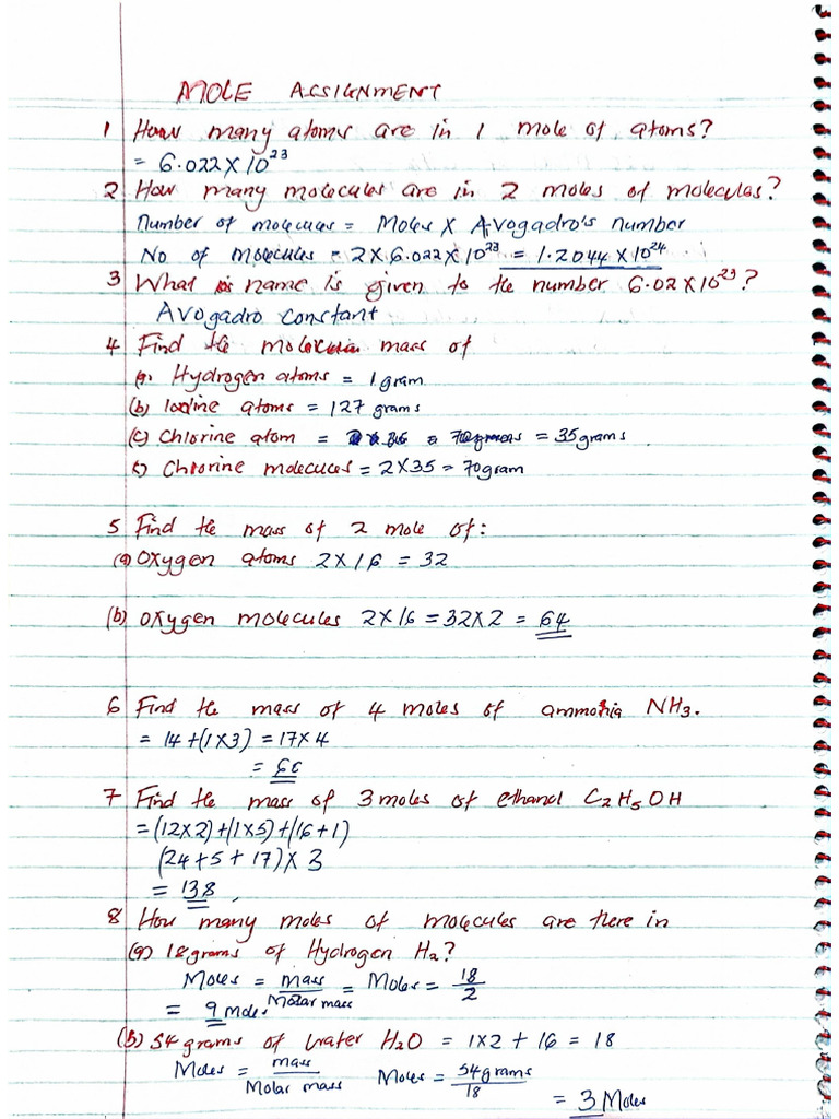 Mole Assignment | PDF Mole Assignment | PDF