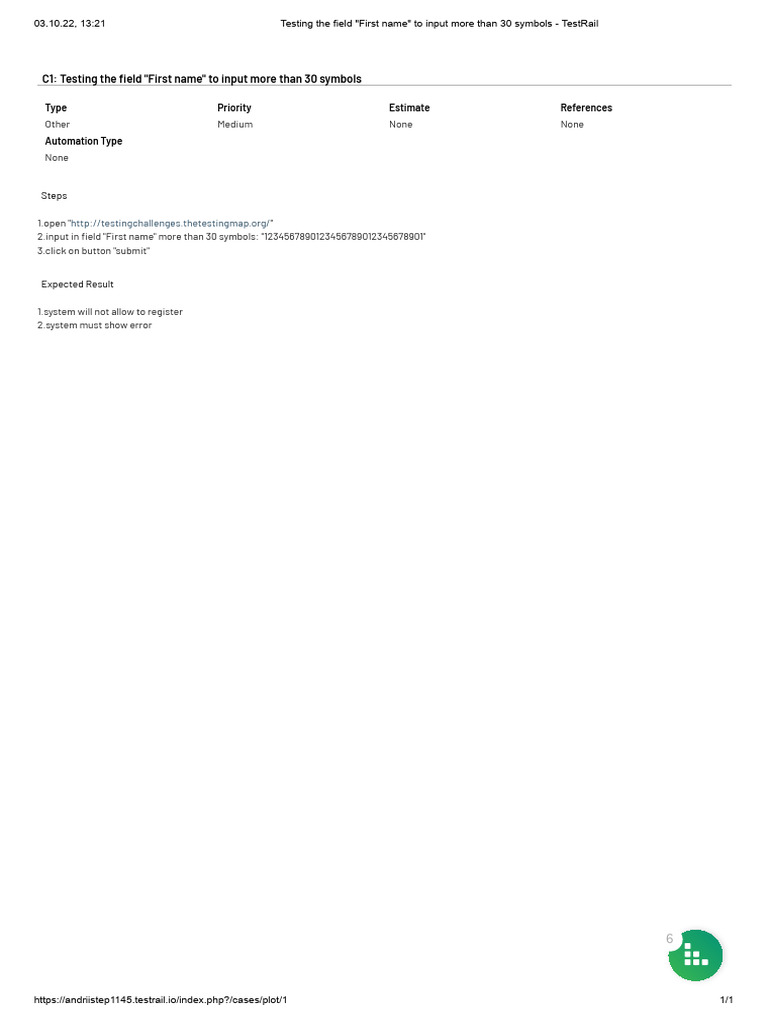 First Name Field Length Test Case | PDF