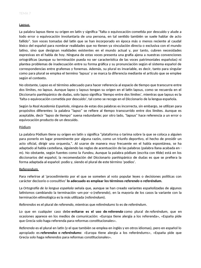 Palabras Con Variacion de Genero Latinismos | PDF | Lengua española | latín