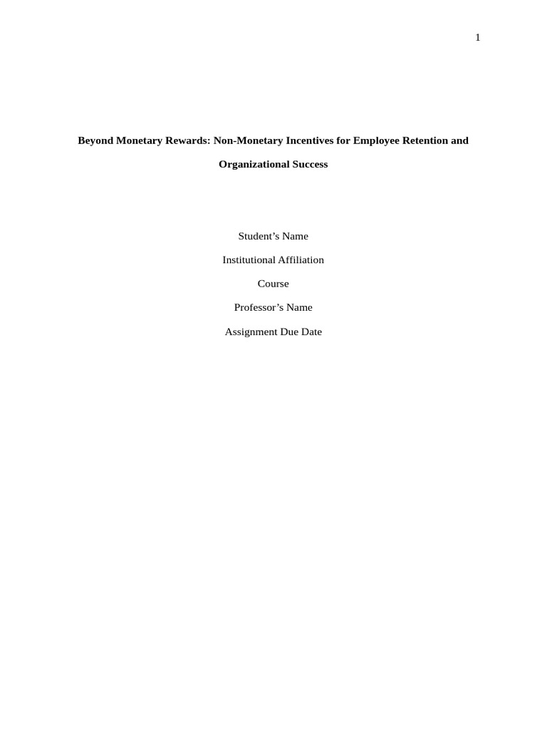 Non-Monetary Rewards and Employee Retention | PDF | Employee Retention ...