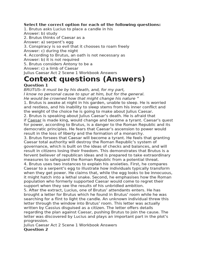 Julis Caesar Act 2 Scene 1 | PDF | Mark Antony | Julius Caesar