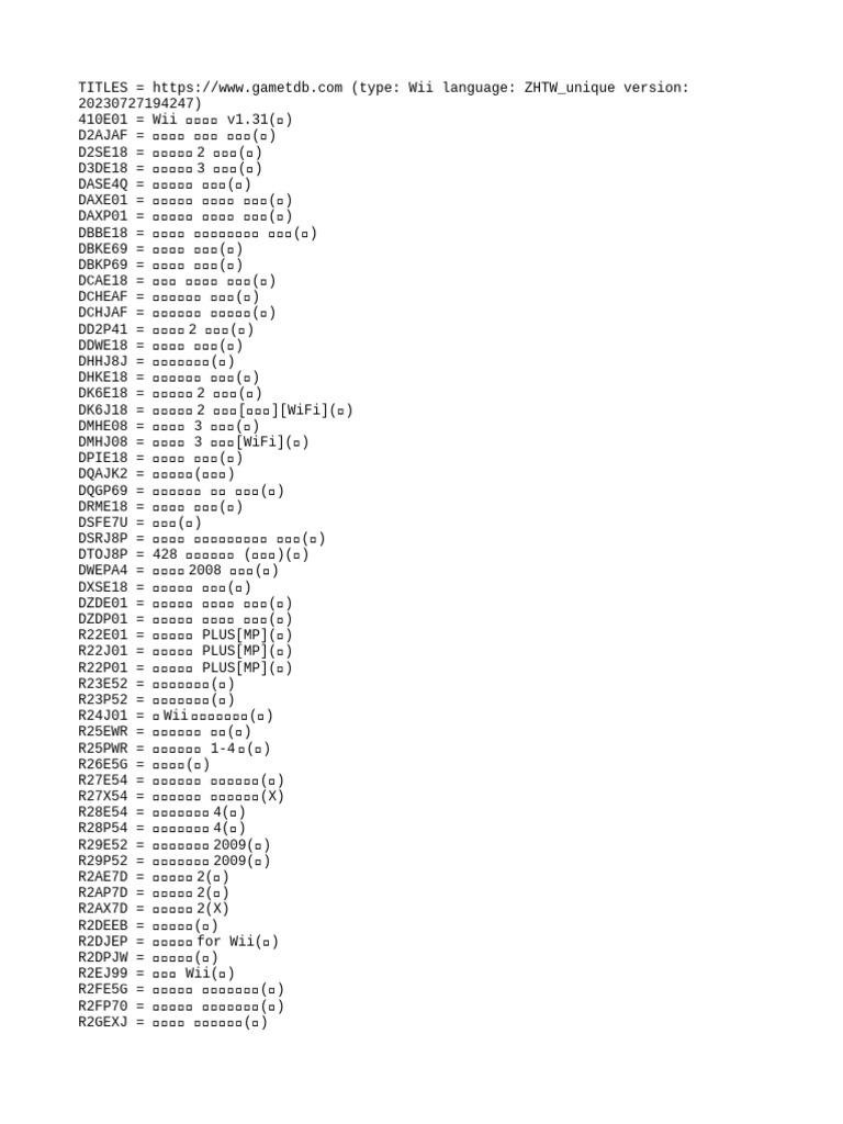 Wiitdb Zh TW | PDF