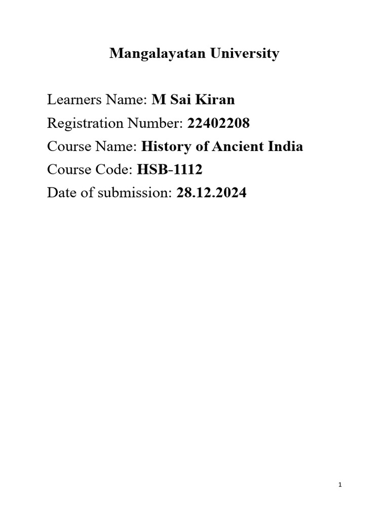 M Sai Kiran_HSB-1112-Jul' 24 Assignment | PDF | Vedas | Neolithic
