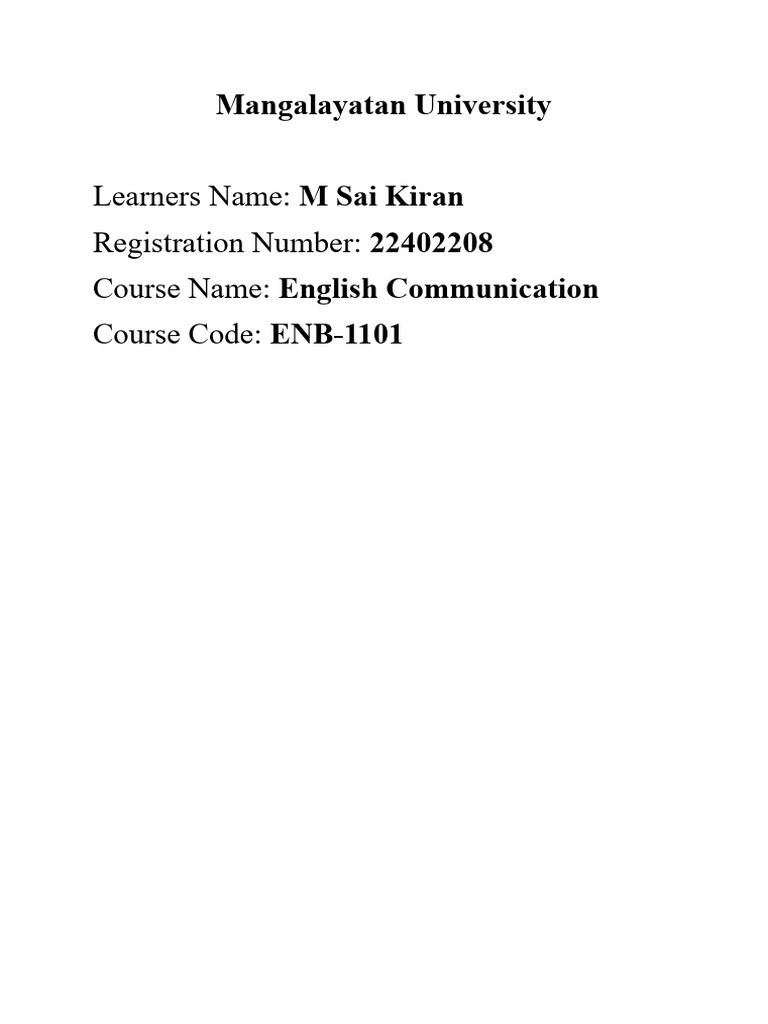 M Sai Kiran - ENB-1101-Jul' 24 Assignment | PDF | Body Language | Communication