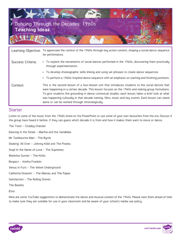 1960s Social Dance Sequence Lesson | PDF | Dances | Performing Arts