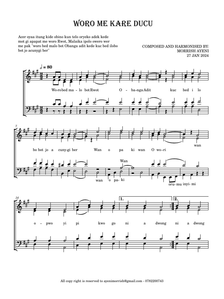 Woro Me Kare Duc: A Cultural Composition | PDF