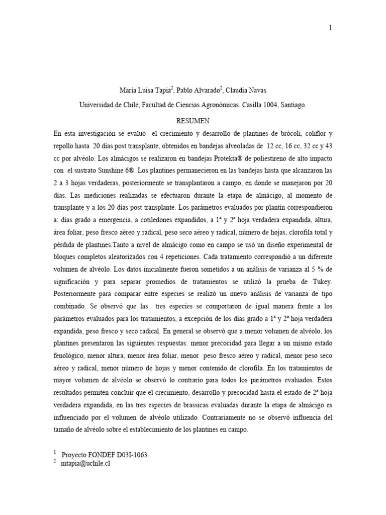 M.L.tapia Plantines Brasicaceas 2009 | PDF