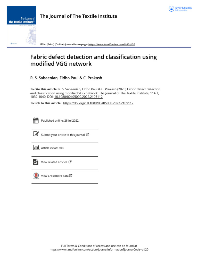 Fabric Defect Detection And Classification Using Modified Vgg Network Pdf Applied