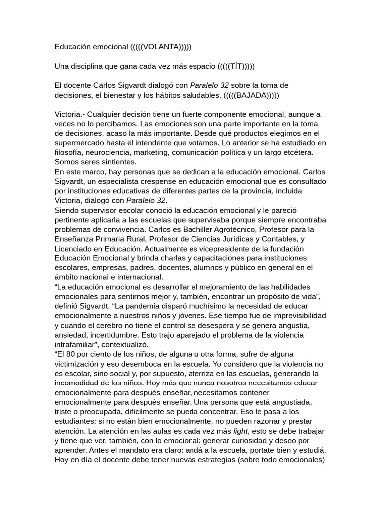 A Educación Emocional | PDF | Las emociones | Escuelas