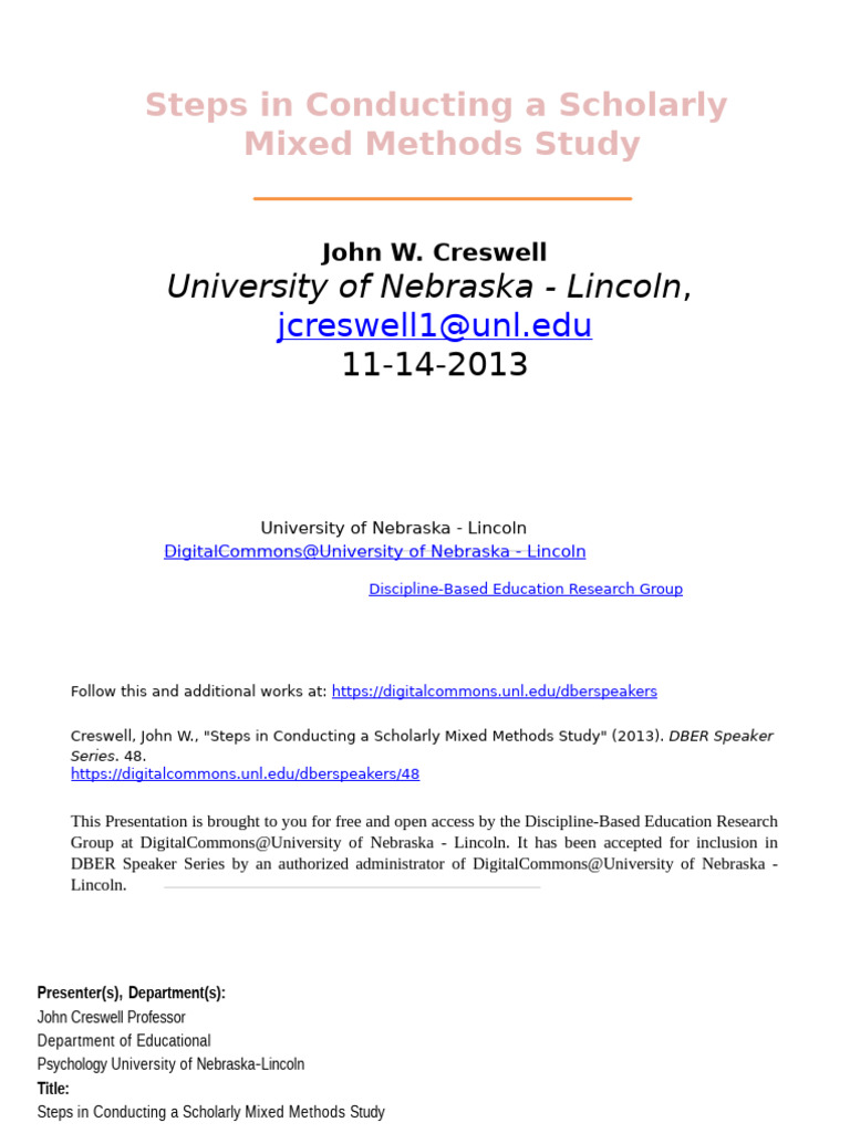 Steps in Conducting A Scholarly Mixed Methods Study | PDF ...