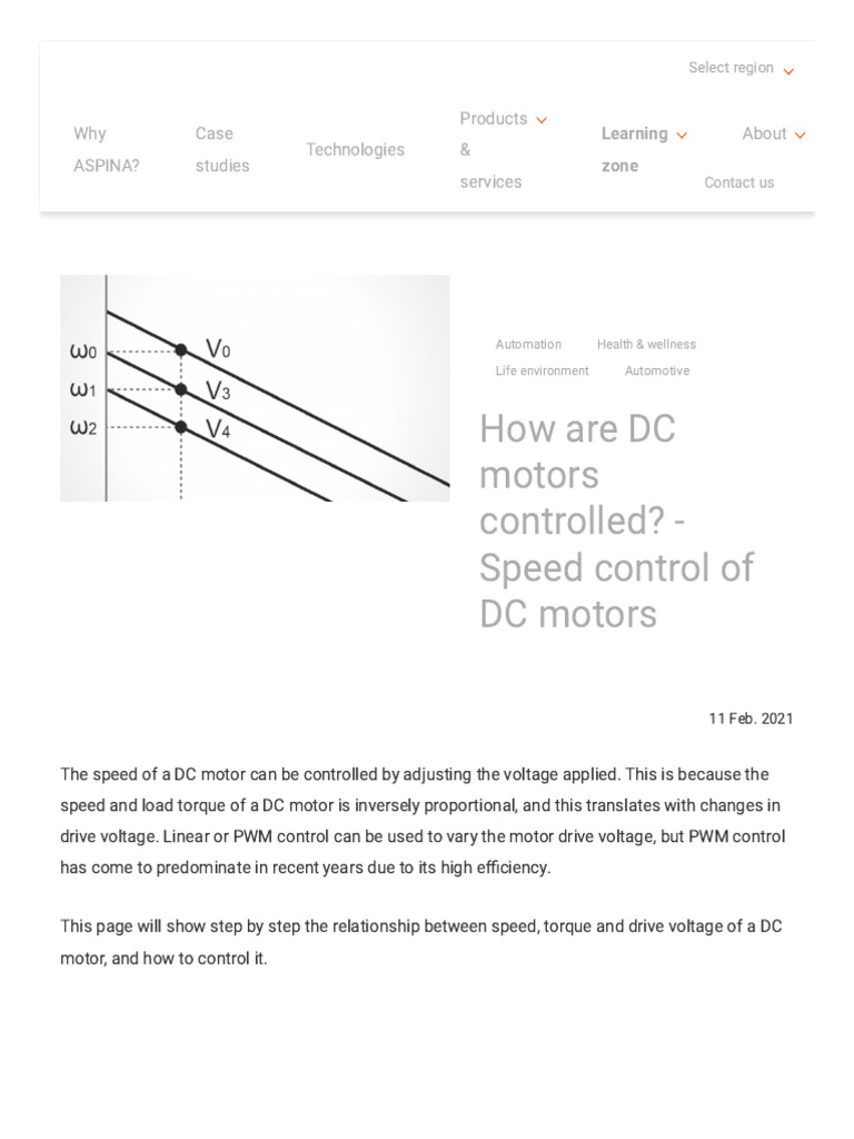 How Are DC Motors Controlled - Speed Control of DC Motors - ASPINA | PDF | Electric Motor ...