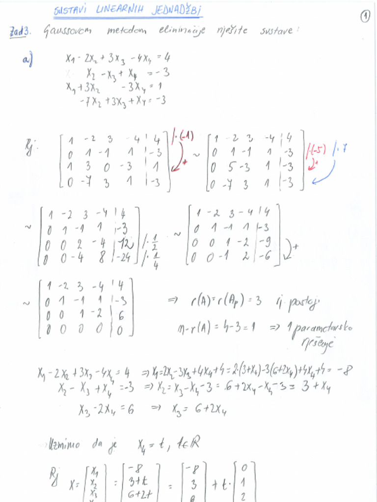 Zadaci - Sustavi Linearnih Jednadžbi | PDF