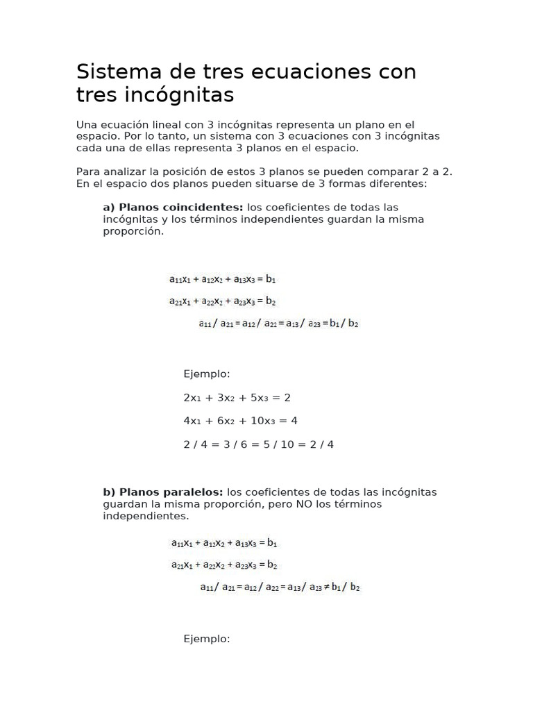 Sistema de Tres Ecuaciones Con Tres Incógnitas | PDF