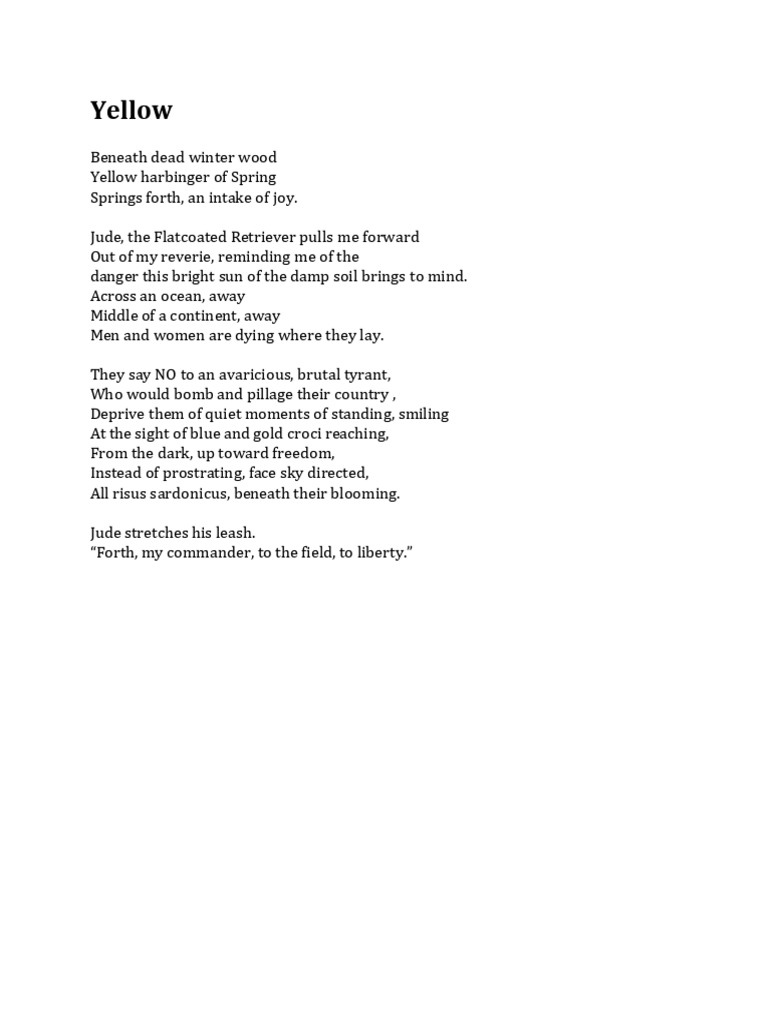 Yellow A Poem January 2025 | PDF