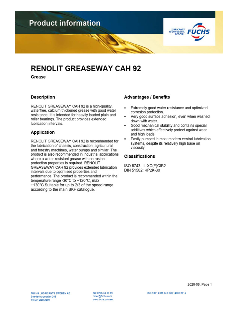 Renolit Greaseway Cah 92 | PDF | Materials