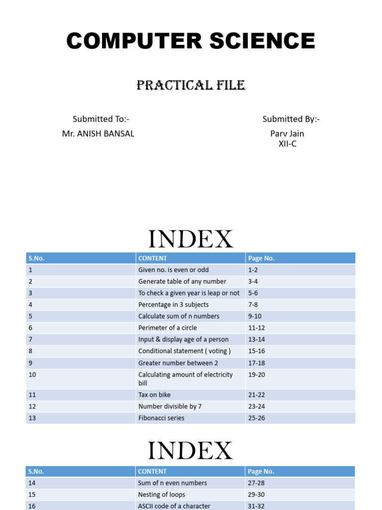 Computer Science Practical Exercises | PDF