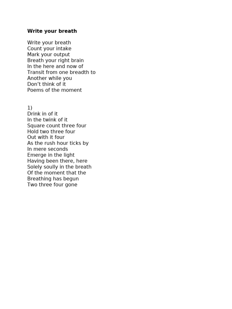 Write Your Breath | PDF