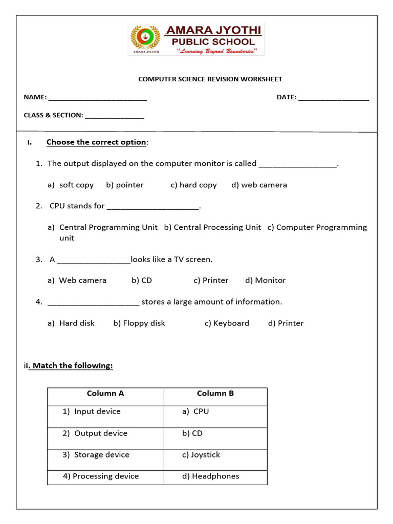 CS Revision Ws Grade 2 | PDF
