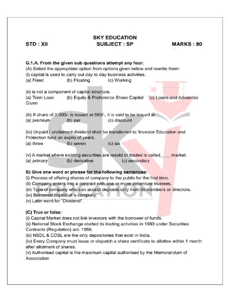 SP Practice Paper 2 | PDF