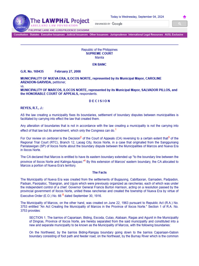 G.R. No. 169435 Municipality of Nueva Era, Ilocos Norte vs ...