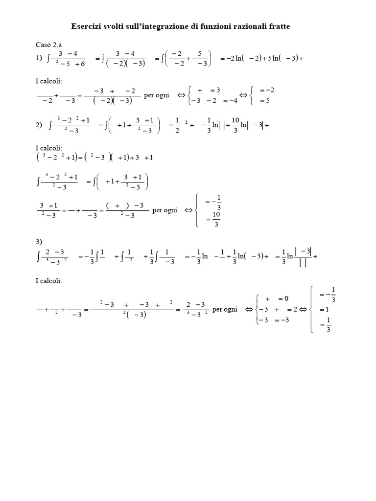 21 - Esercizi - Svolti - Integrali Di Funzioni Razionali Fratte | PDF