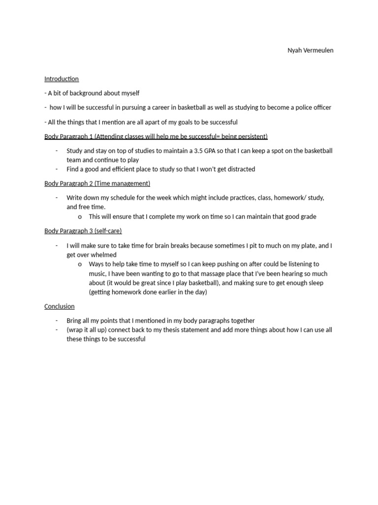 Success Essay Outline | PDF