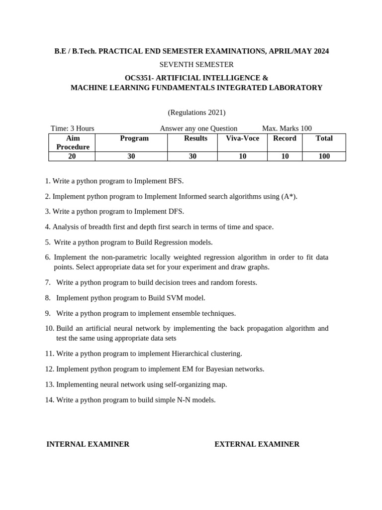 Aimlf Lab QP 2024 | PDF
