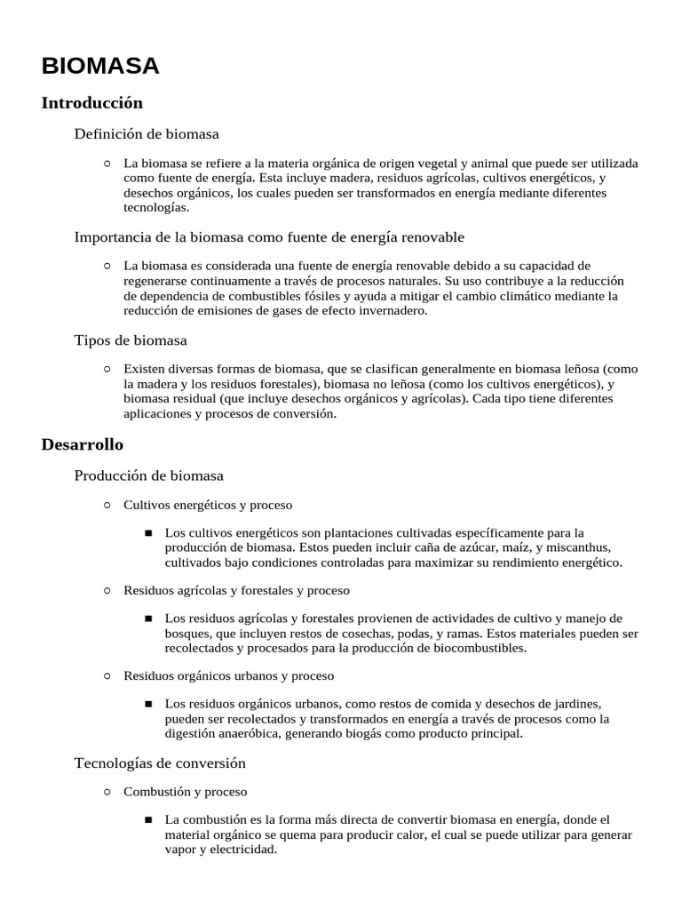 BIOMASA | PDF | Biomasa | Energía renovable