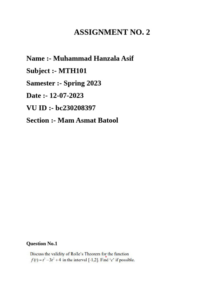 MTH101 Assignment Solutions Spring 2023 | PDF