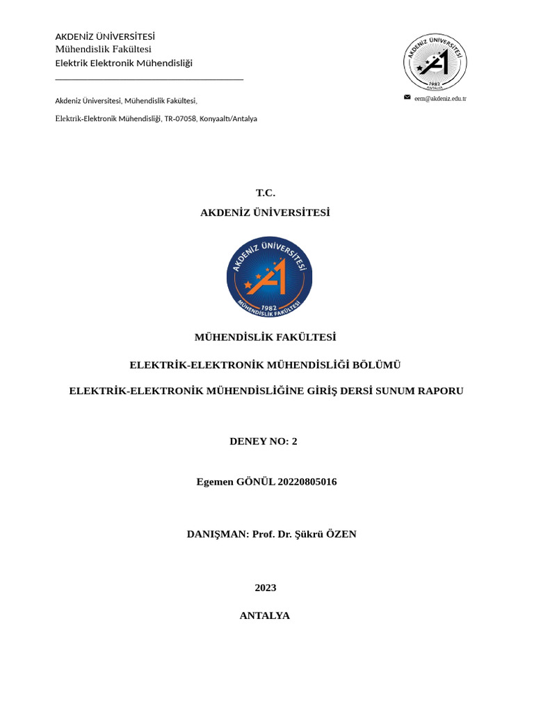 EGEMEN GÖNÜL 2. DENEY RAPORU | PDF