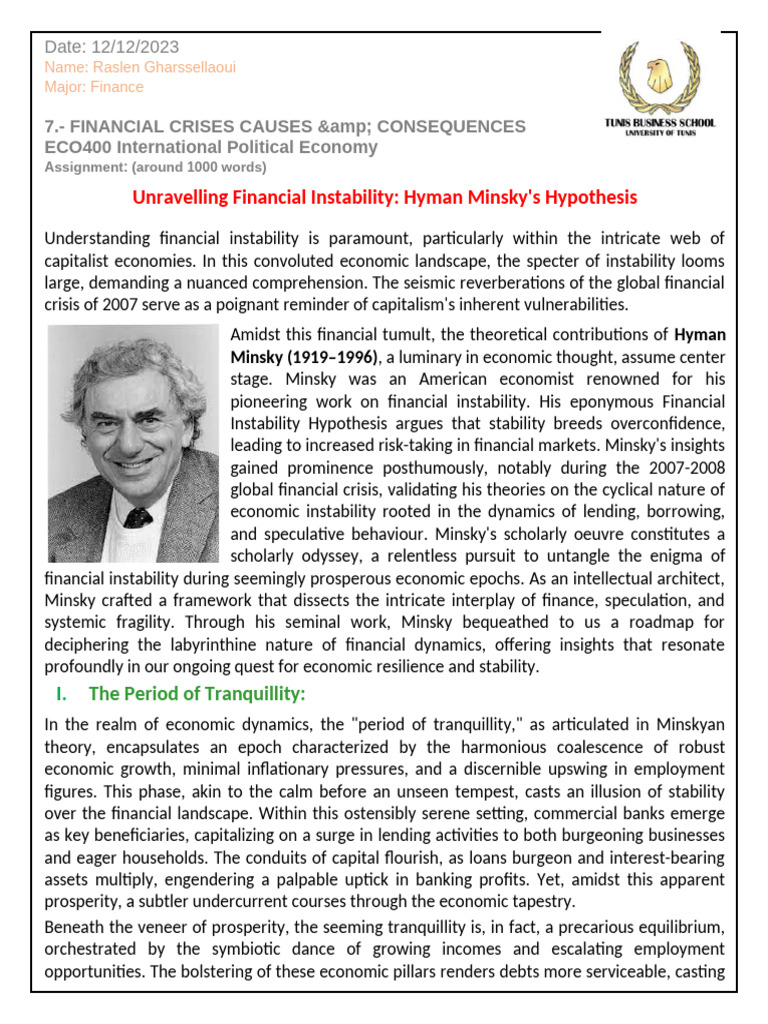Raslen Gharssellaoui-Hyman Minsky financial instability hypothesis ...