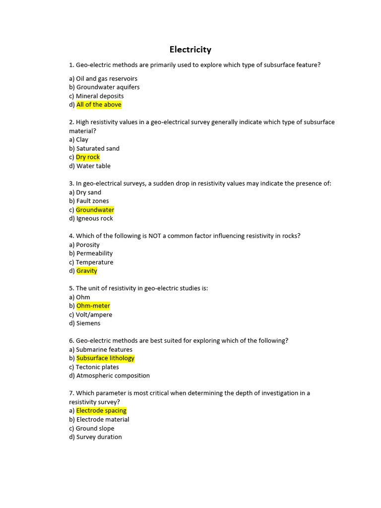 Geo-Electricity Exercises | PDF