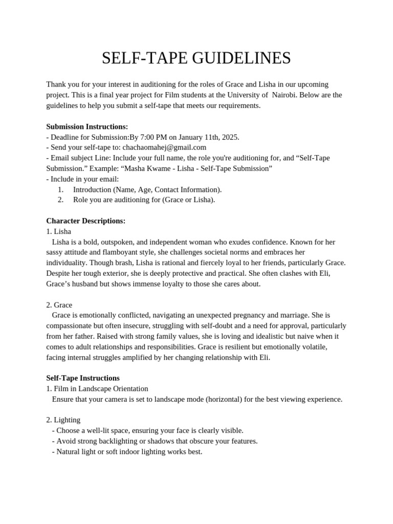 SELF-TAPE GUIDELINES-2 | PDF