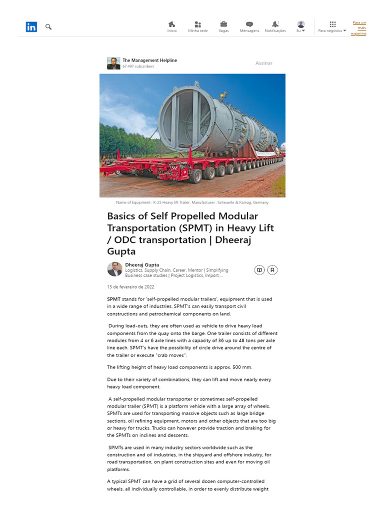 Basics of Self Propelled Modular Transportation (SPMT) I | PDF ...