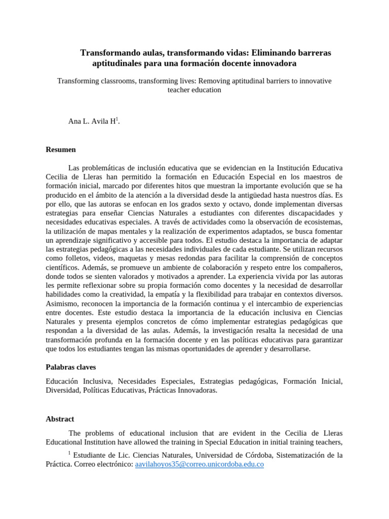 Educación Inclusiva en Ciencias Naturales | PDF | Aprendizaje | Enseñando