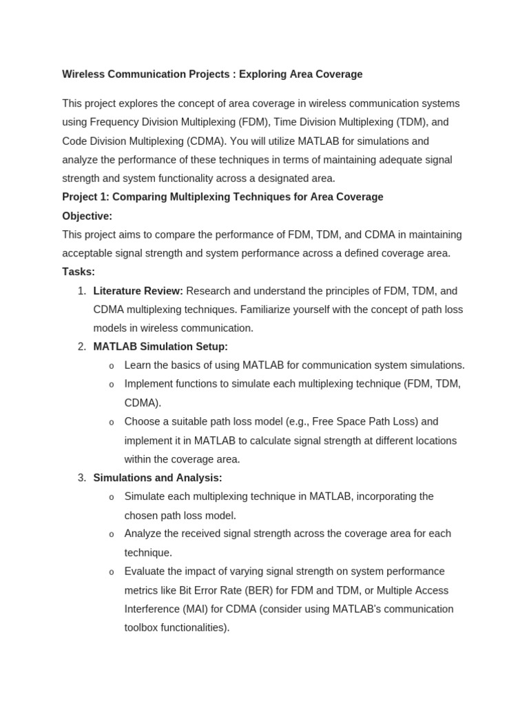 Wireless Communication Projects | PDF | Multiplexing | Cellular Network