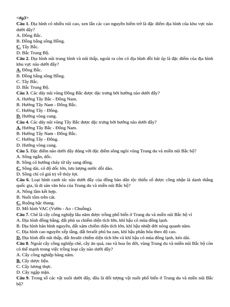 HDTL PHIẾU LUYỆN TN&TL CKI - ĐỊA 9 | PDF