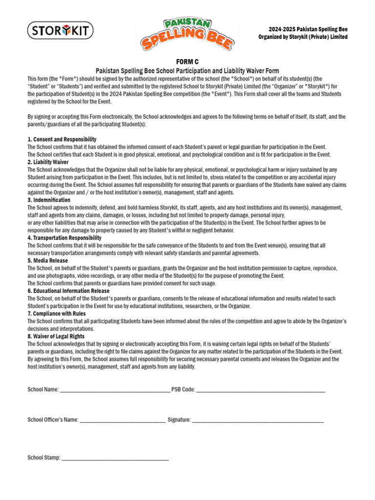 PSB Participation Liability Form | PDF | Indemnity | Consent