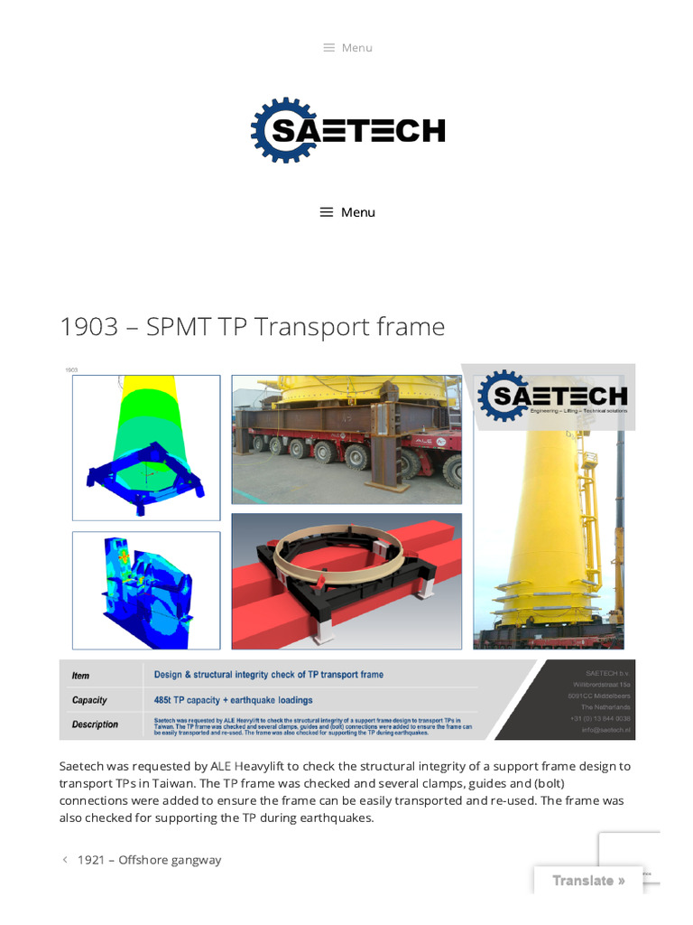 1903 - SPMT TP Transport Frame - Saetech | PDF