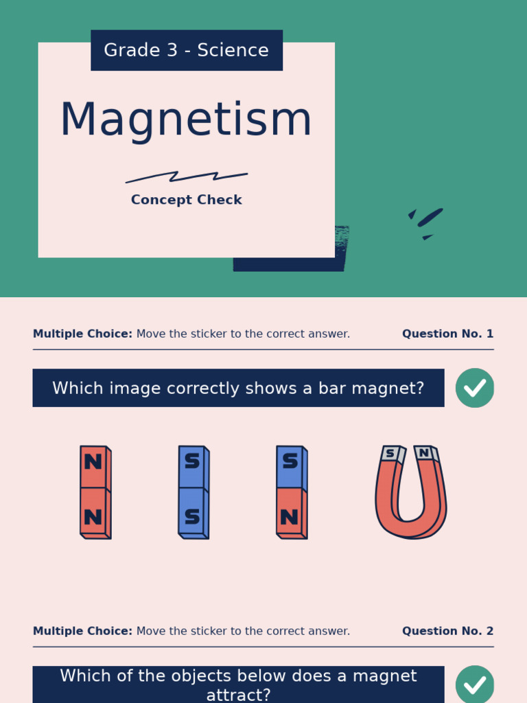 Magnetism Quiz Presentation in Green Dark Blue Neat Collage Style | PDF