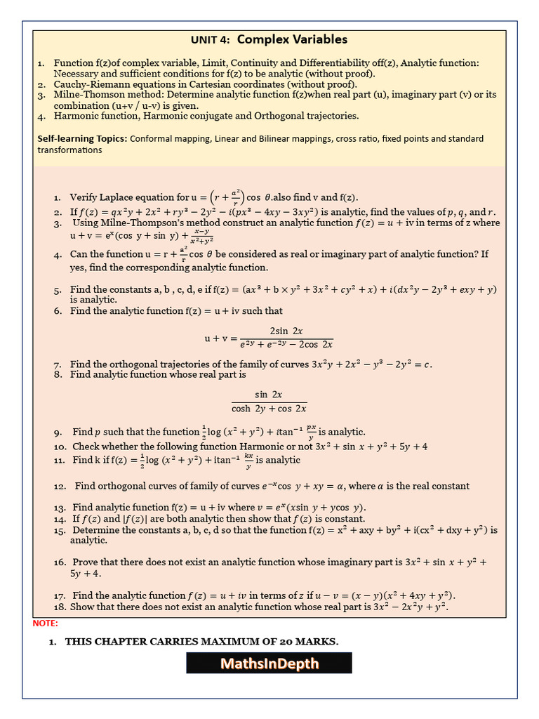 Complex Variable Pdf Mathematical Concepts Calculus